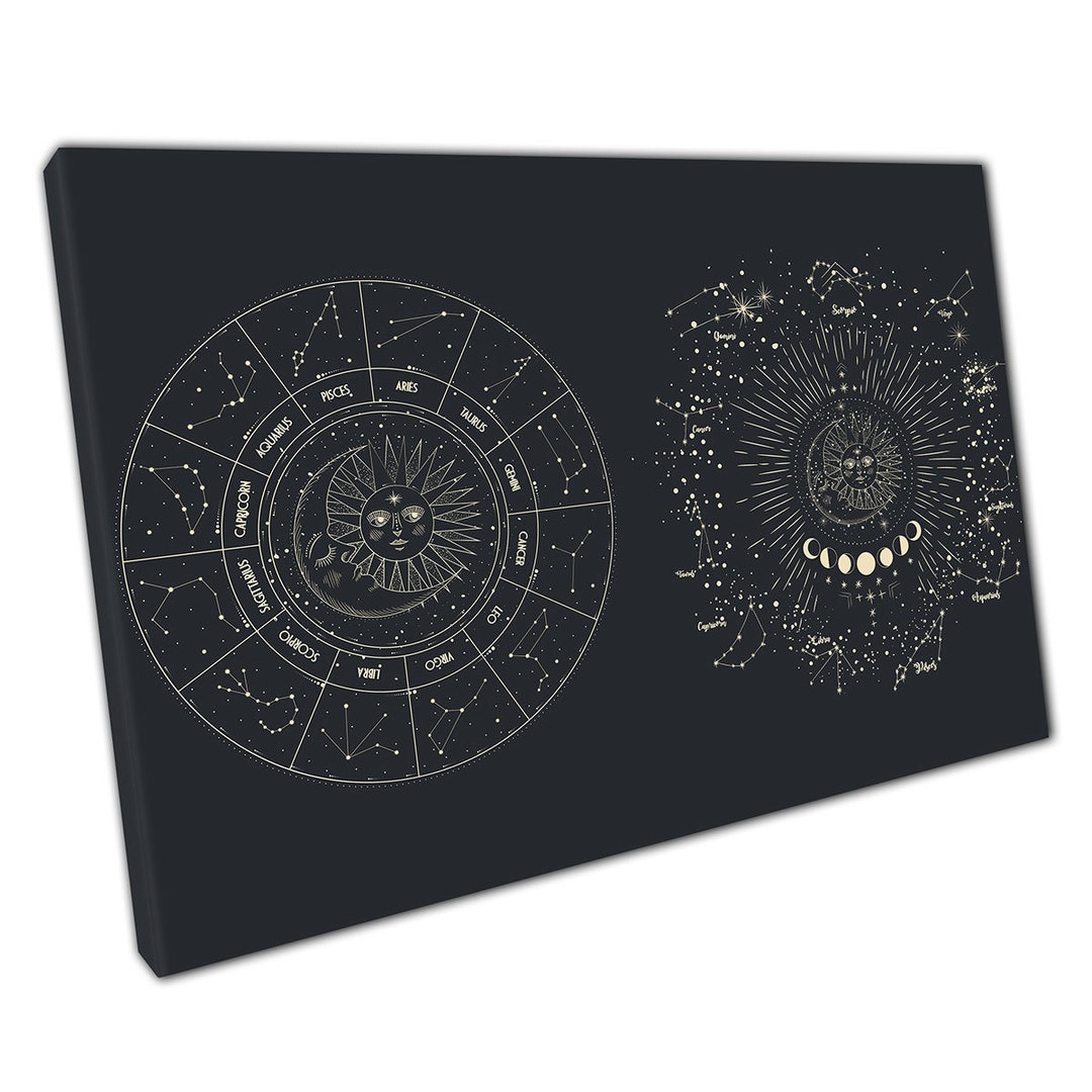 Moon Phases and Star Graph Charts Constellations Ornate Magical ...