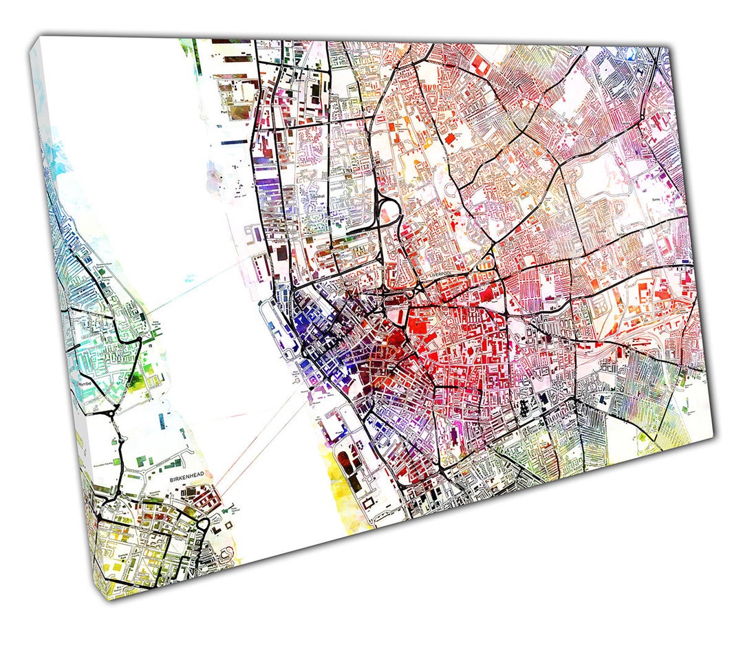 Central LIVERPOOL Street Map Art Print Watercolour Name Ready to Hang ...