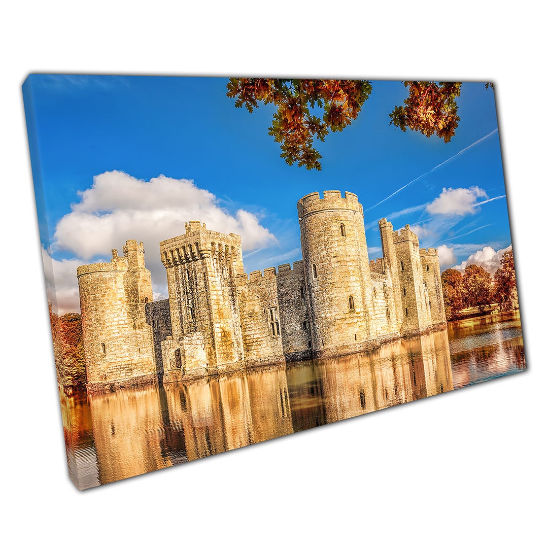 Historic Landmark Autumnal Bodiam Castle in East Sussex England Wall ...