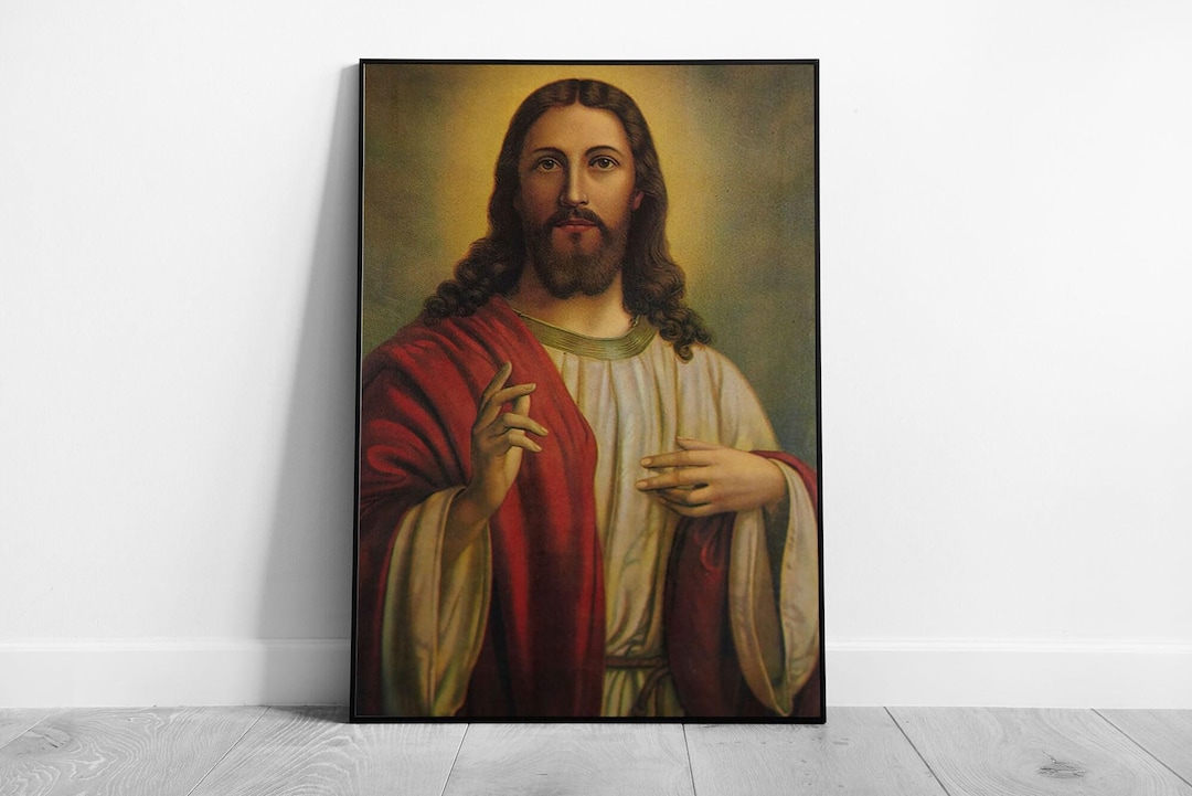 Classic Jesus Christ Religious Painting - Framed Wall Art Print on ...