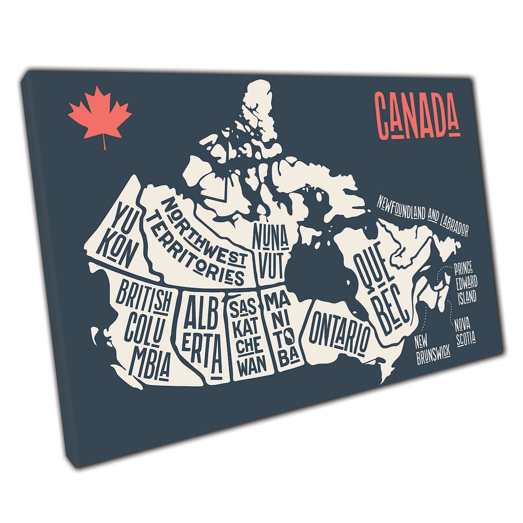 Mapa minimalista ilustrado de Canadá dividido por territorios ...