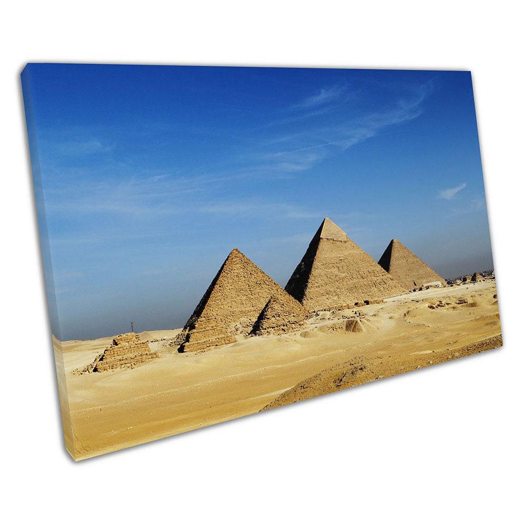 Great Pyramids of Giza Wall Art Print - Blue Skies Egyptian Decor for ...