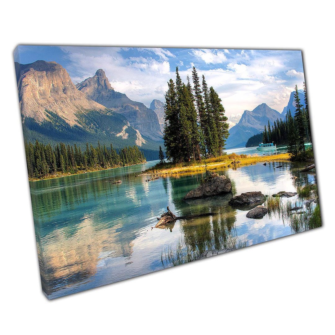 Calm Waters Spirit Island Canvas Print Mountain Landscape Wall Art for ...