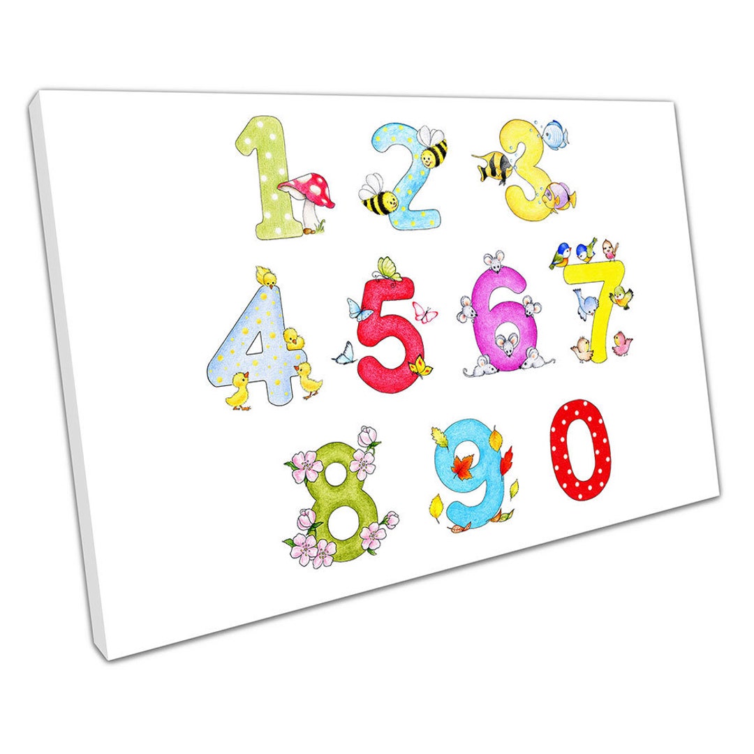 Educational Animal Number Art: 0-9 Kids Learning Canvas Print for ...