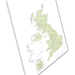 Green Postcode Map of the United Kingdom Map Art Ready to Hang Canvas ...