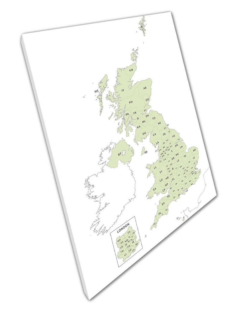 Green Postcode Map of the United Kingdom Map Art Ready to Hang - Etsy