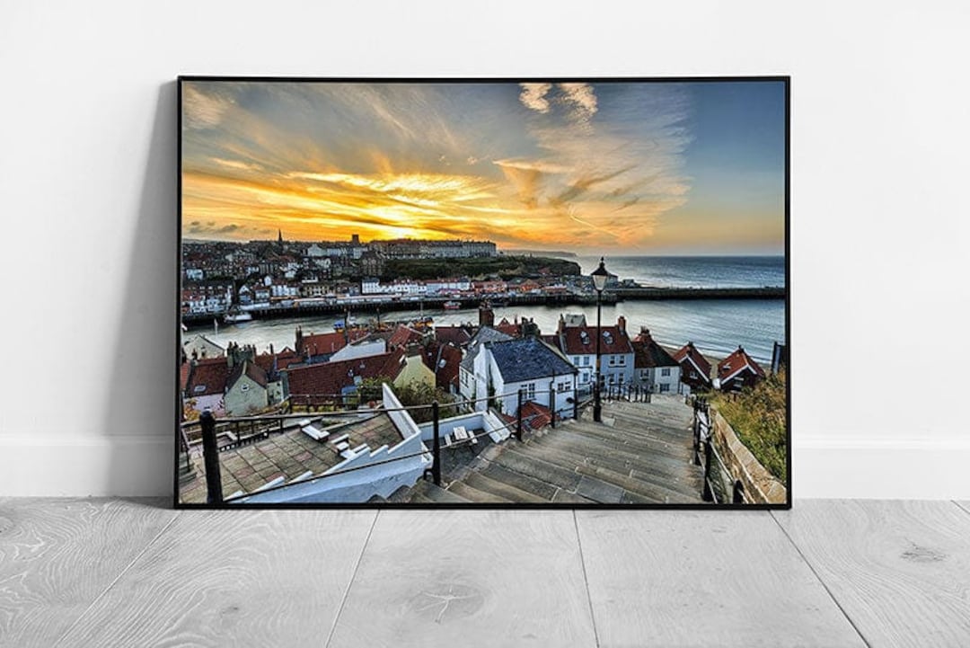 199 Steps Whitby Church Stairs Harbor Town England Ready to Hang Wall ...