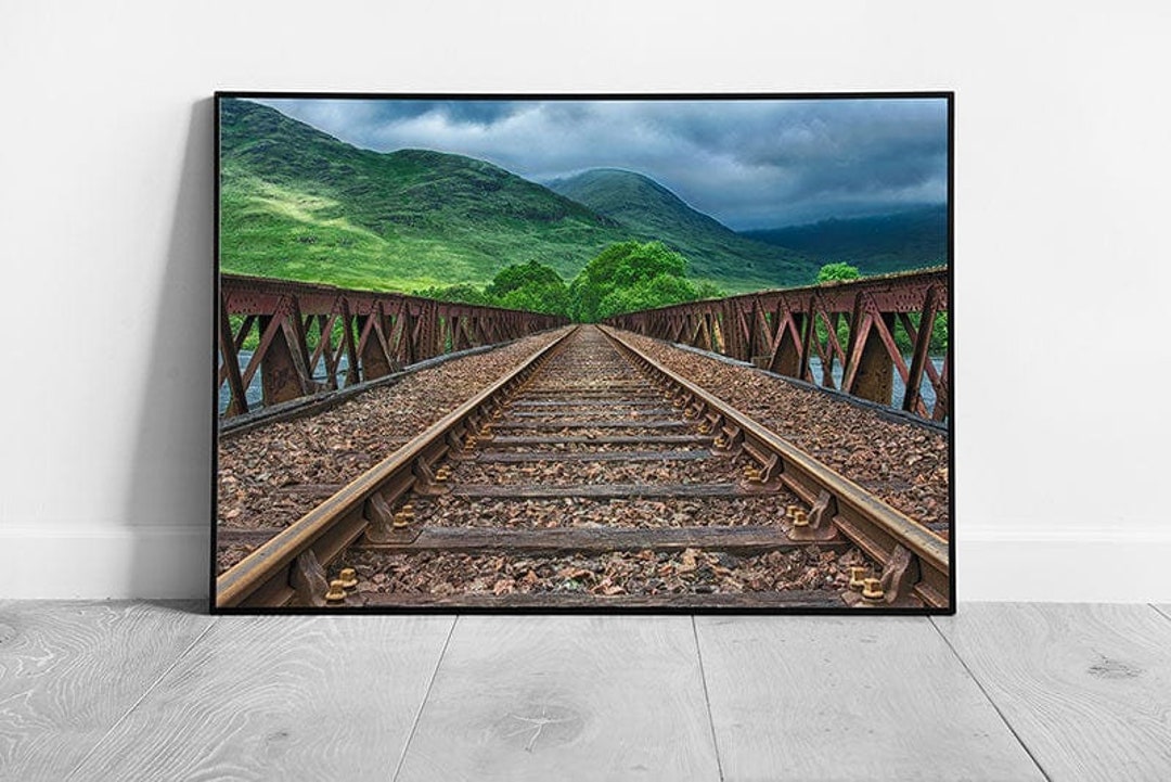Train Track Wall Art Print Framed Ready to Hang Decor Perfect Gift Idea ...