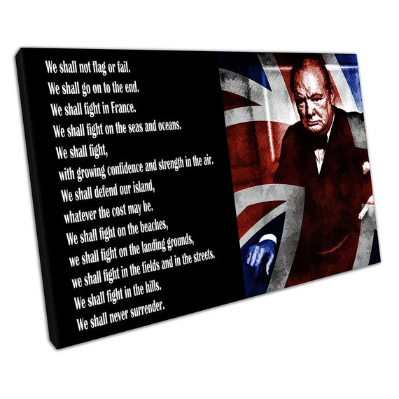 Winston Churchill We Shall Never Surrender Quote Canvas Ready | Etsy