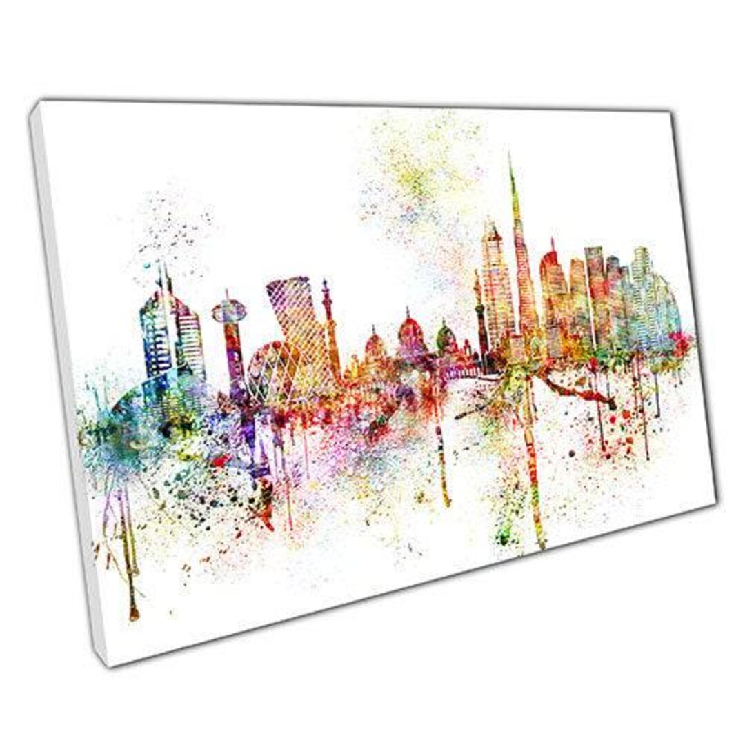 Vibrant UAE Skyline Canvas: Dubai, Abu Dhabi Landmarks Wall Art for ...