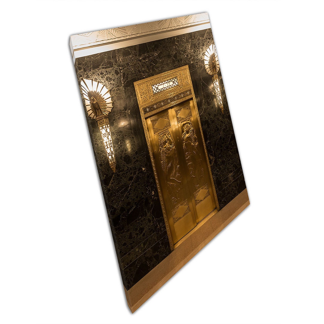Art Deco Golden Elevators Wall Sconces Wall Art Print 1920s Canvas ...