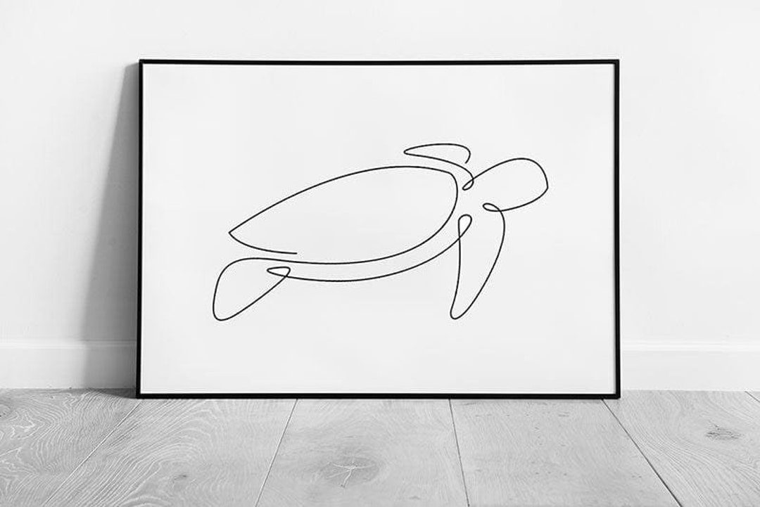 Continuous Single Line Drawing Sea Turtle Swimming Minimalist Abstract ...