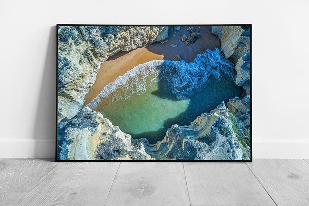 Birds Eye View Print of Hidden Portugal Beach Framed Wall Art Ready to ...