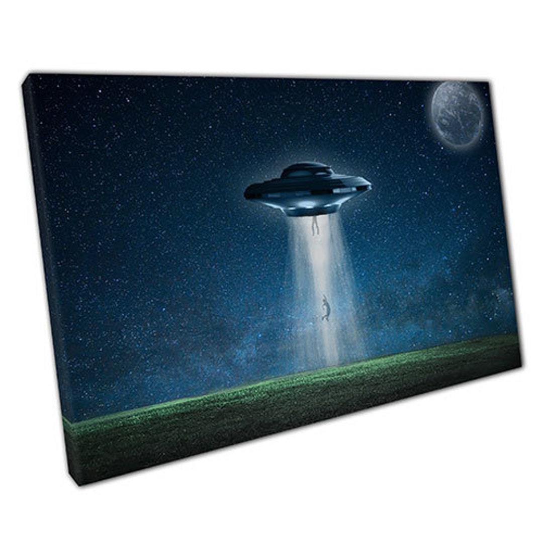 Print on Canvas Alien Abduction SCI-FI Art Ready to Hang Wall Art Print ...