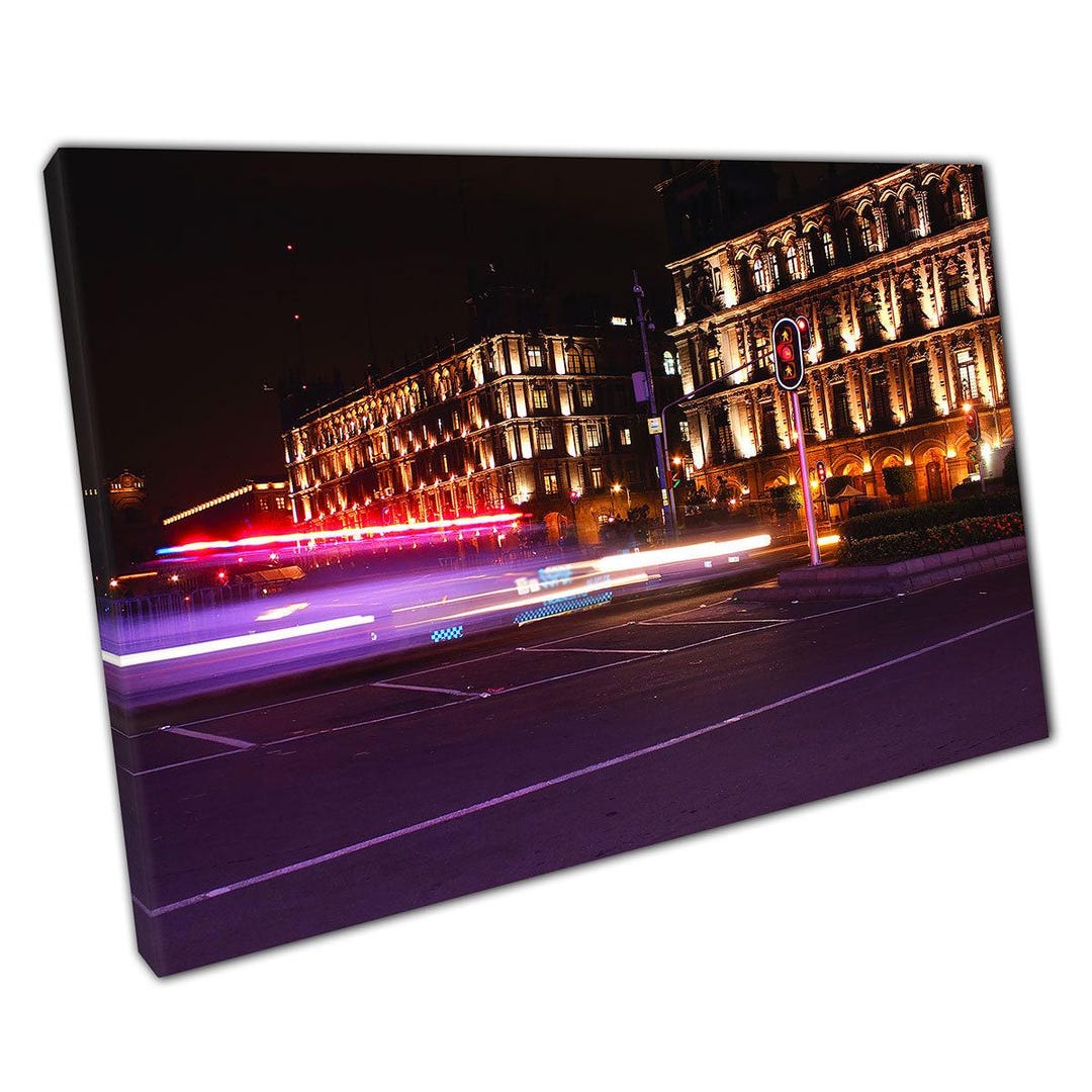 Historic Mexico City Night Scene: Long Exposure Canvas Print for Home ...