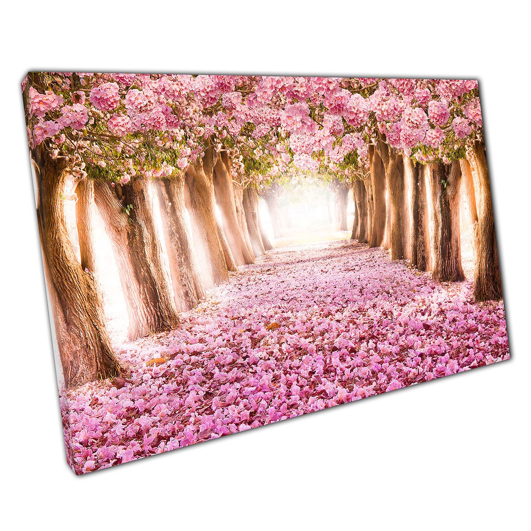 Pink Flower Path Canvas Art Print Romantic Wall Decor for Home Office ...