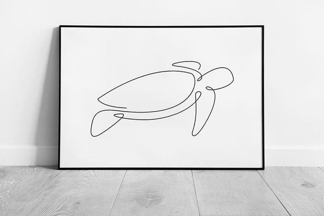 Minimalist Sea Turtle Wall Art: Abstract Continuous Line Drawing Print ...