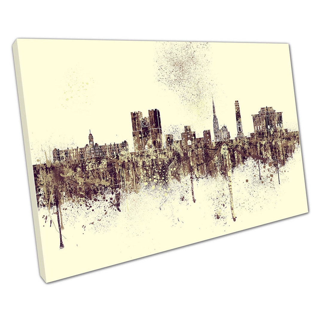 Painterly City of Preston in England Landmarks Spray Paint Skyline ...