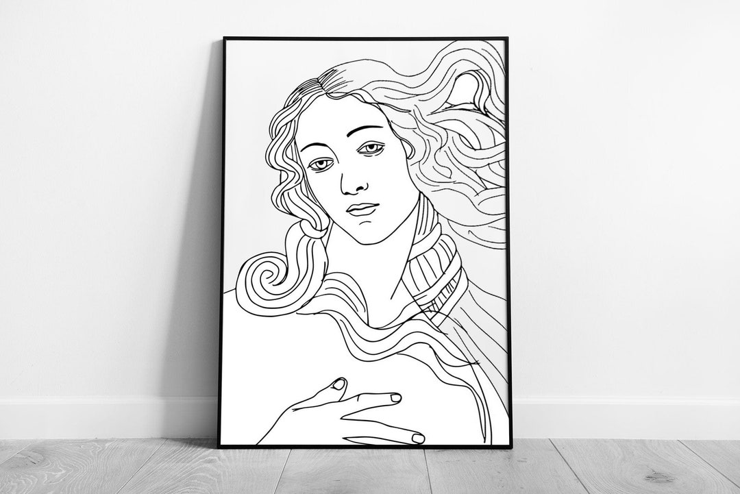 Birth of Venus Line Art Print: Modern Minimalist Framed Wall Decor ...