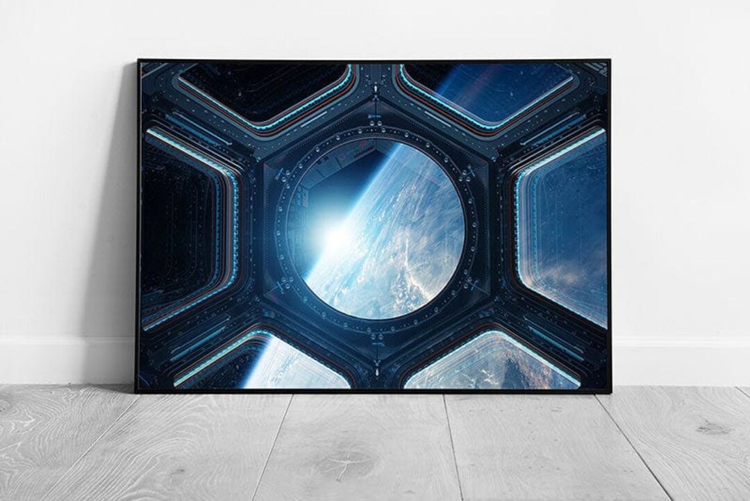 View Out of Space Station Window Overlooking Planet Earth Space ...