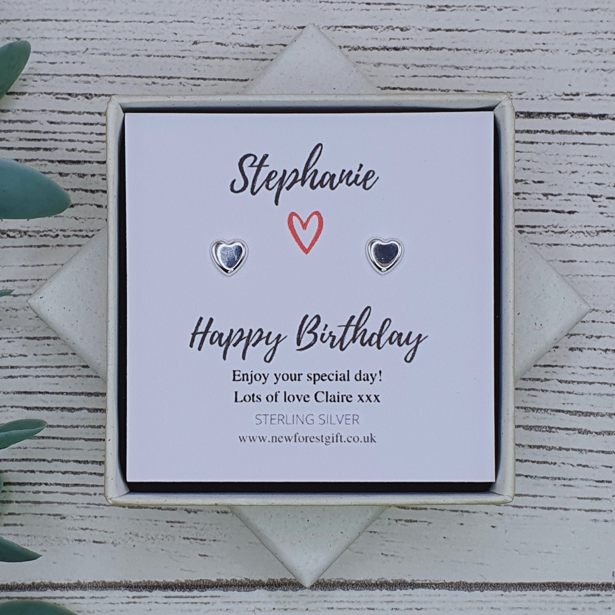 Happy Birthday Sterling Silver Heart Earrings Personalised - Etsy