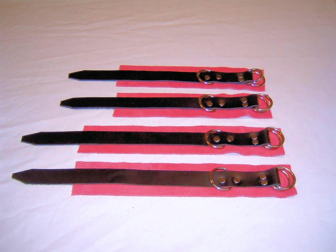 Set of FOUR Basic Bdsm Leather Wrist Cuffs and Suede Bondage BDSM Cuffs ...