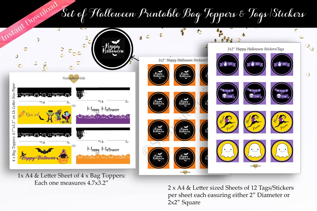 HALLOWEEN, Treat Bag Toppers, Printable Halloween, Bag Toppers ...