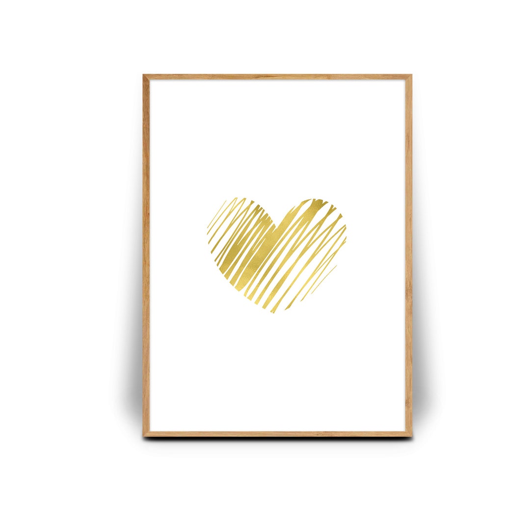 Gold Heart, Art Print, Gold Foil Wall Art, Instant Download, Mothers ...