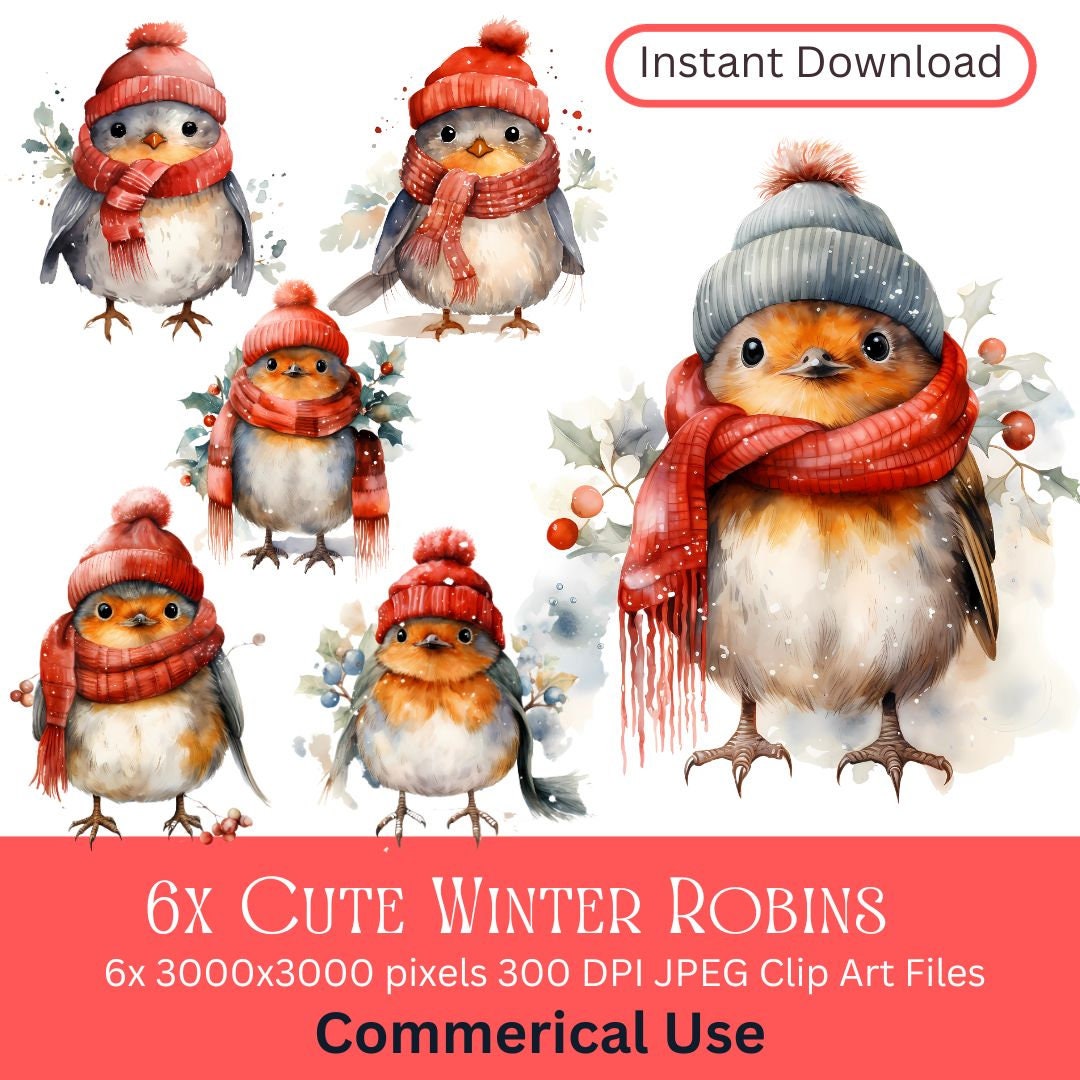 Christmas Elements, Cute Robin, Winter Clipart, Christmas in Heaven ...