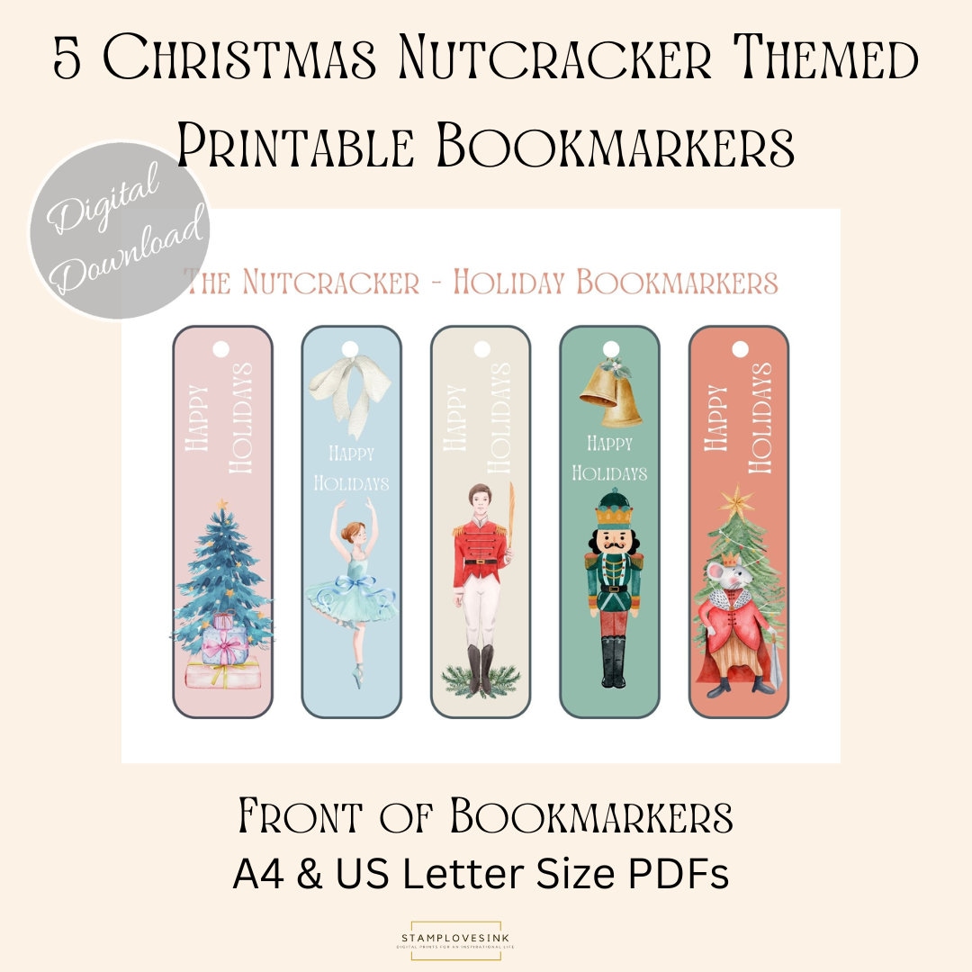 5 Nutcracker Printable Bookmarks | Digital Download | Bookmark | PDF ...