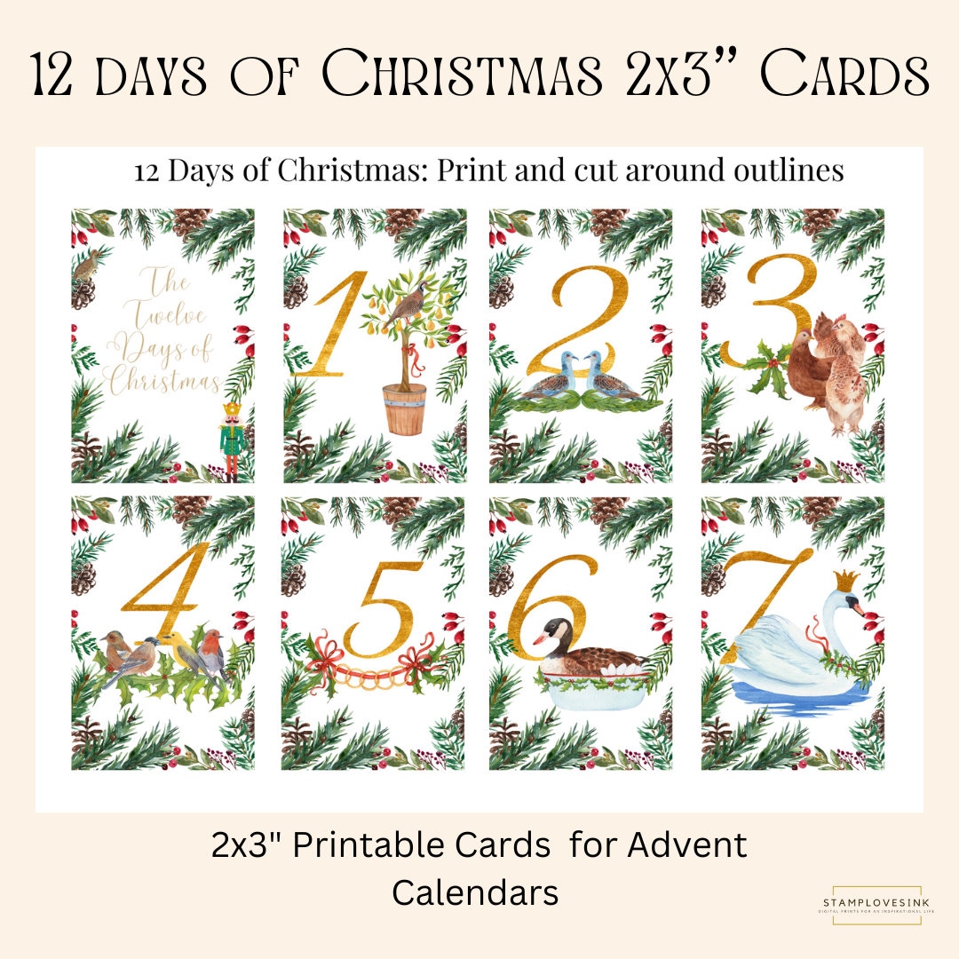 12 Days of Christmas, Digital Download, A4 & US Letter Size PDF ...