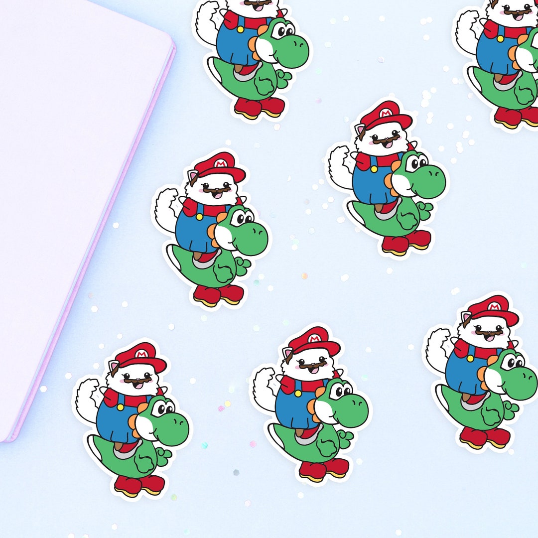 Snowball Mario and Yoshi Vinyl Sticker - Etsy