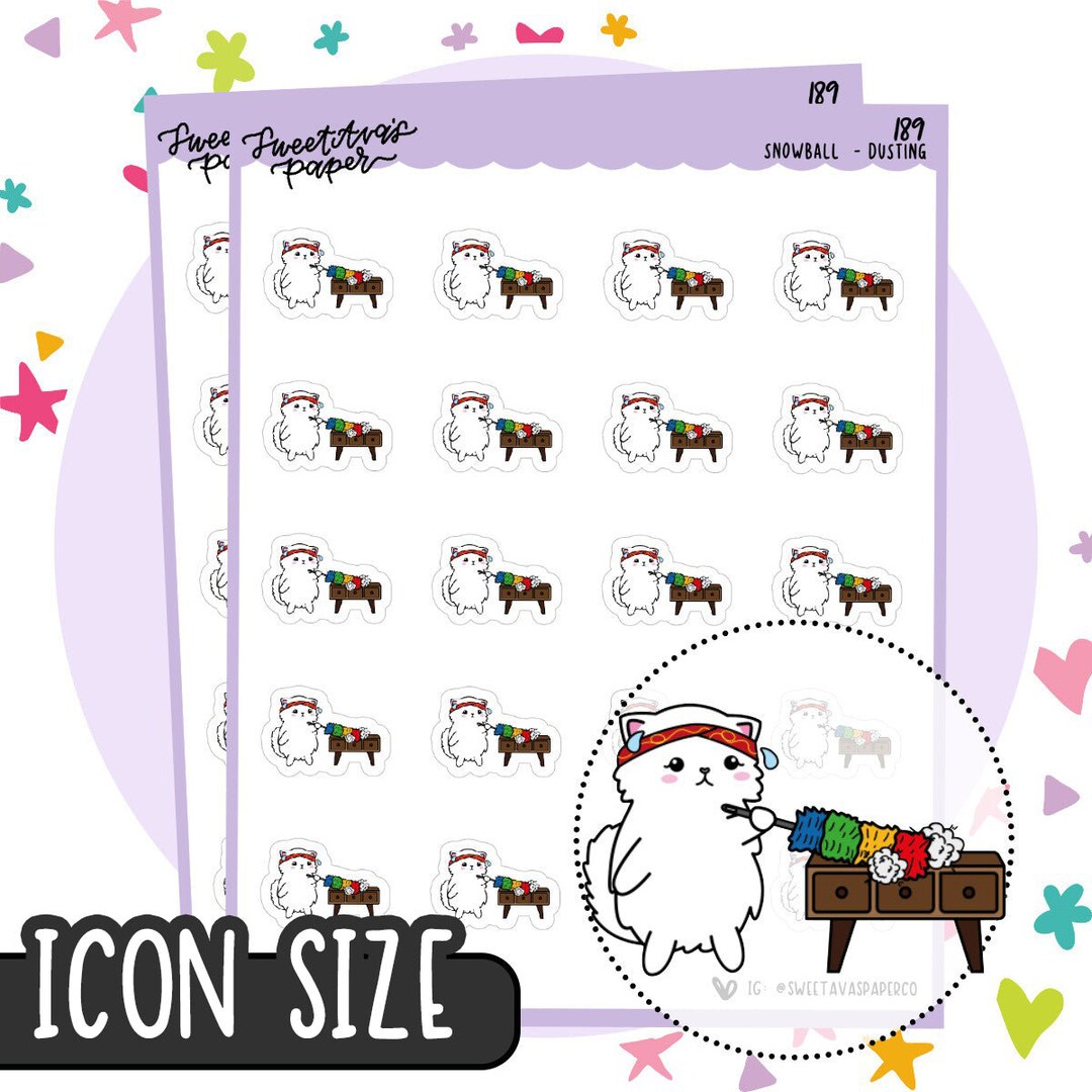 ICON SIZE Dusting Stickers Snowball the Cat 189 - Etsy