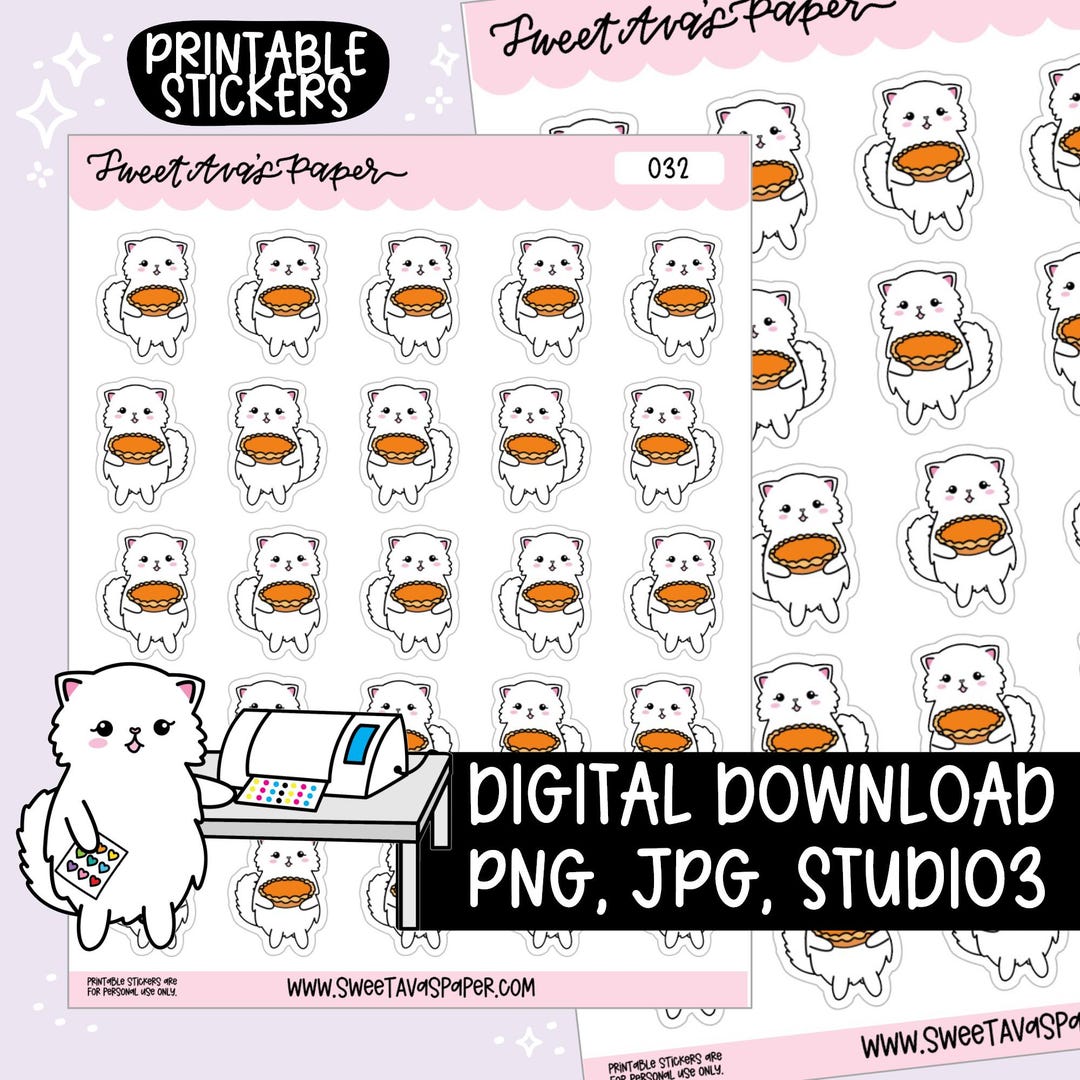 Snowball the Cat Pumpkin Pie - Instant Digital Download - Printable ...