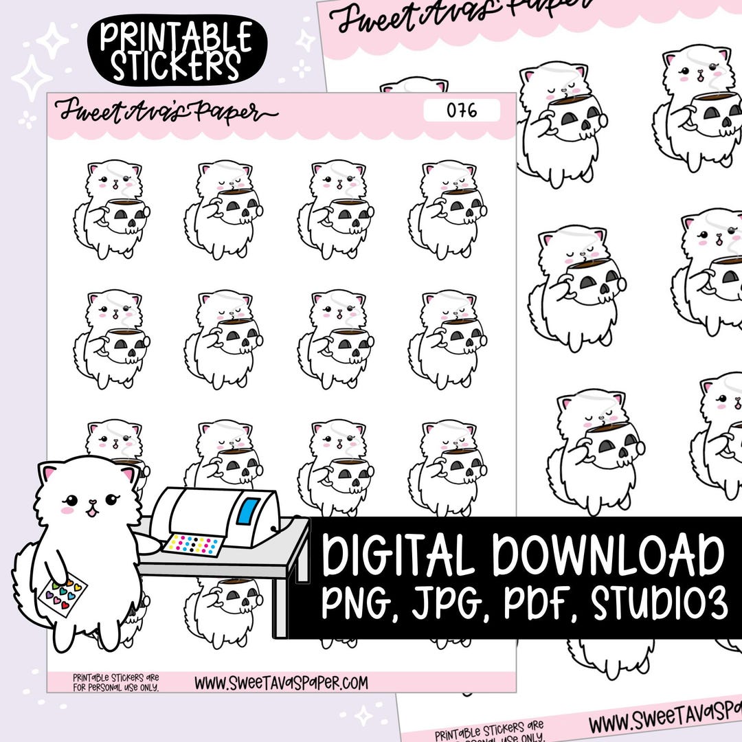 Snowball the Cat Skull Mug Instant Digital Download Printable Character ...