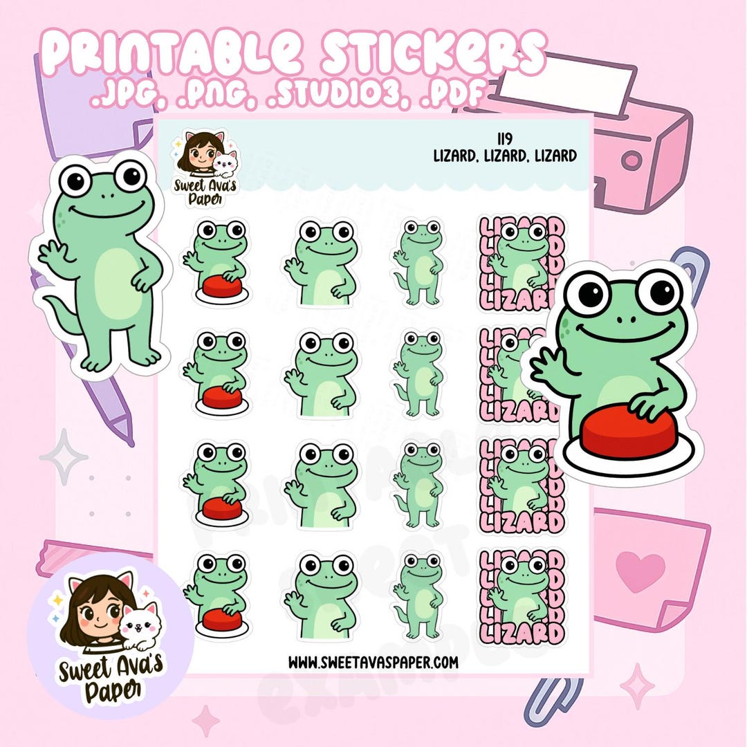 Lizard, Lizard, Lizard Printable Character Stickers, Funny Frog ...