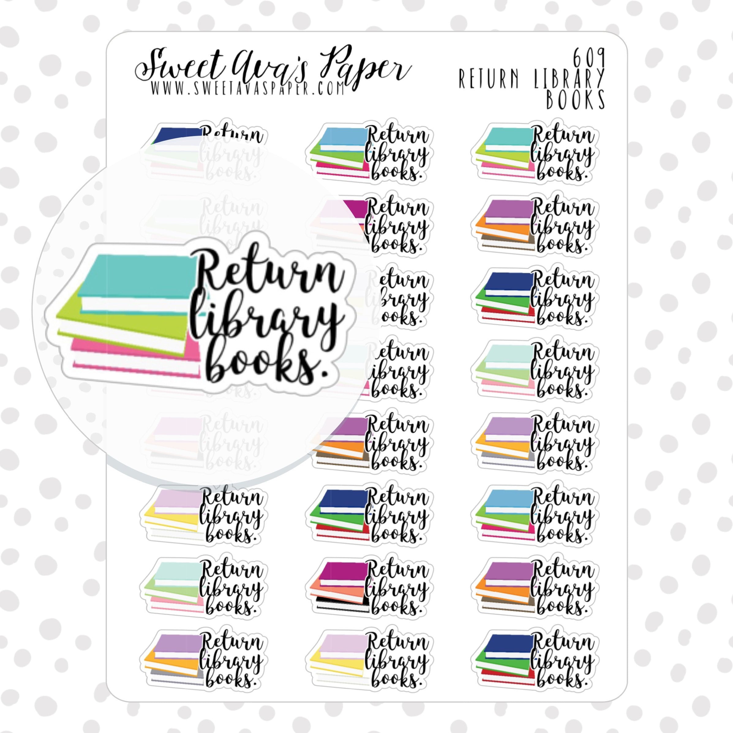 Library Planner Stickers Return Library Book Book Stickers | Etsy