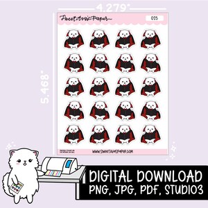 Snowball the Cat Vampire Instant Digital Download Printable Character ...