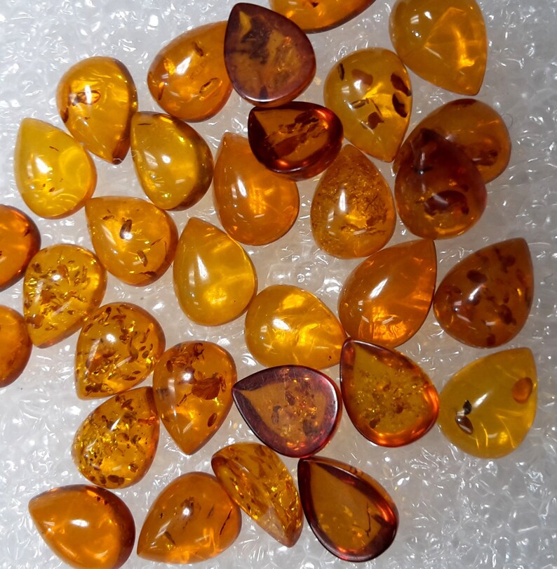 6 X 9 MM Baltic Amber Teardrop Cabochons Dark Konjac Color Jewelry ...