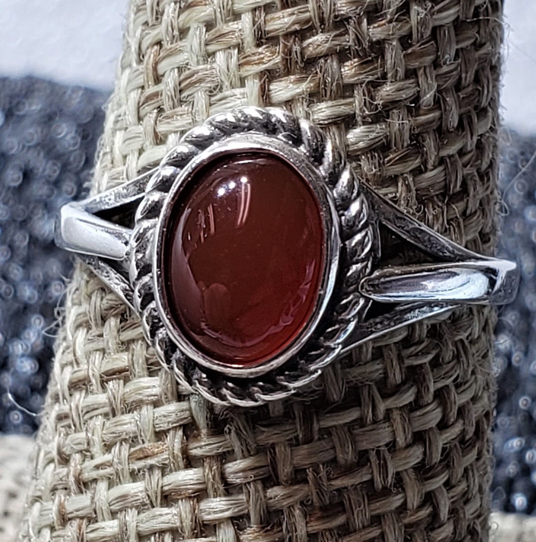 Crystal Healing Carnelian Set in SOLID Silver 925 Mark Ring Sizes 4 ...