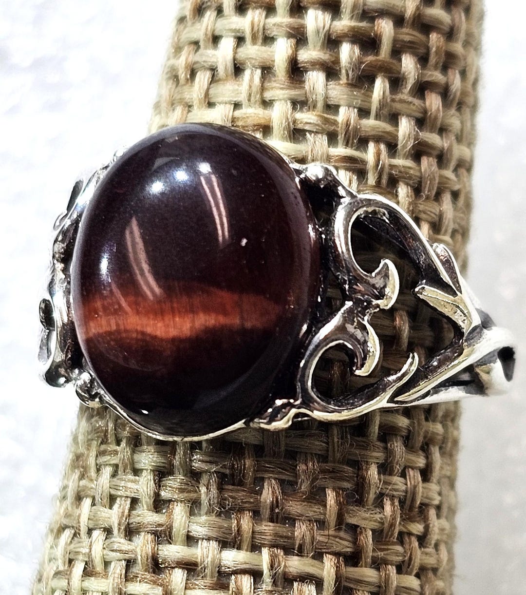 Red Tiger Eye Ring: Solid Sterling Silver, Oval Stone (sizes 6-10 US ...