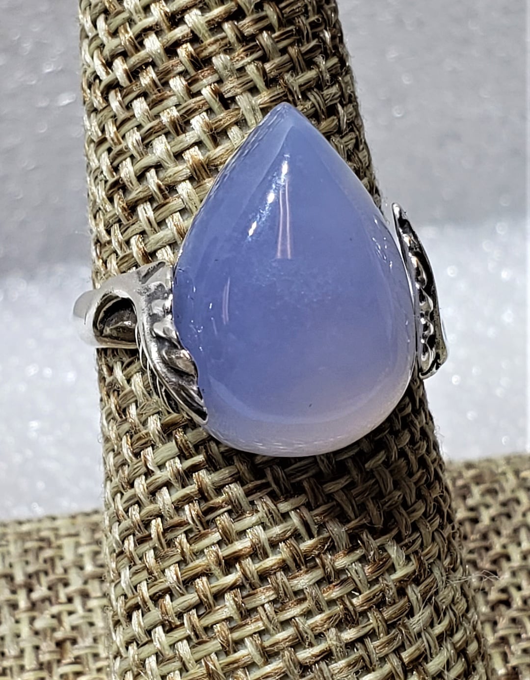 Genuine Not Enhanced Blue Chalcedony Set in SOLID Silver 925 Mark Ring ...