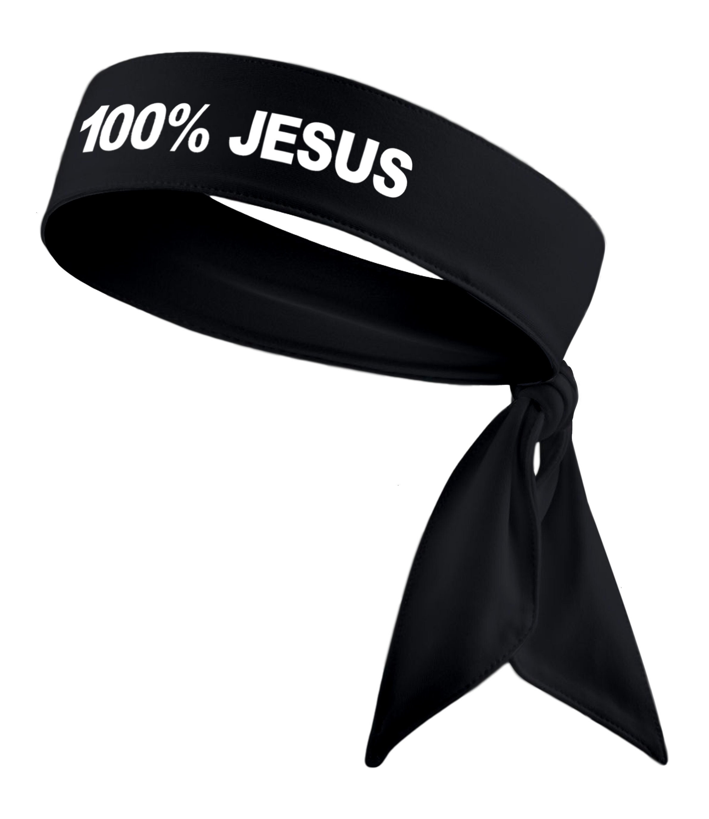 100% Jesus Sports Head Tie Headband Soccer Football White Black ...