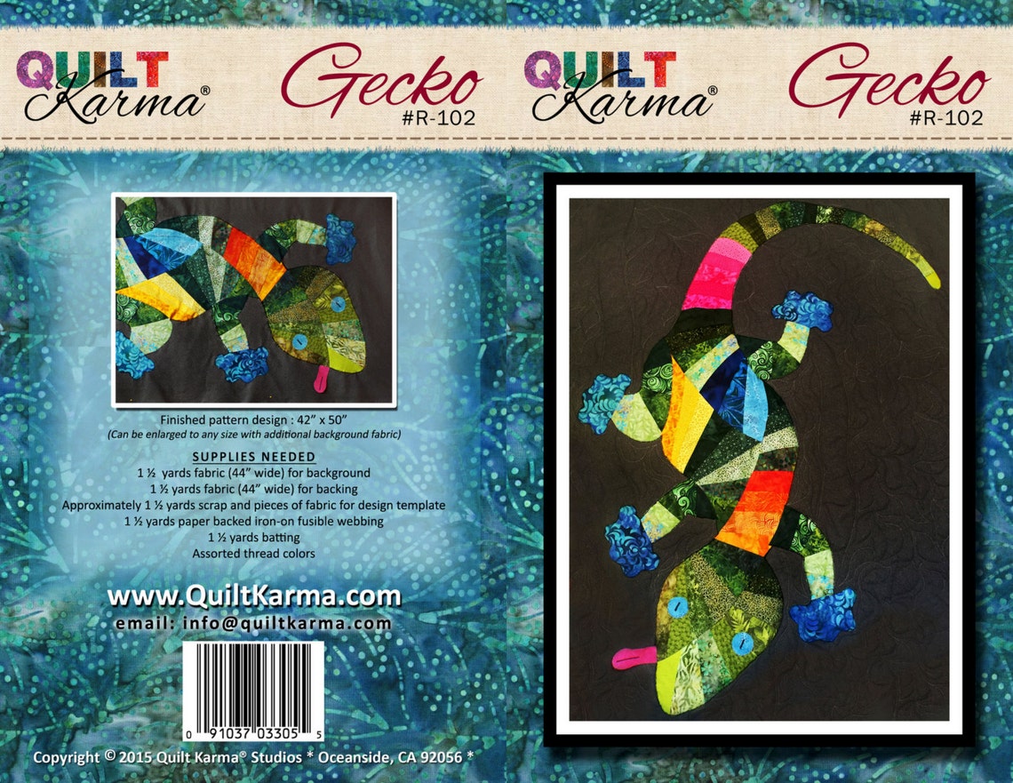 Gecko Quilt Karma Pattern Paper Strip Piecing Raw Edge - Etsy