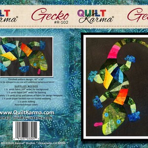 Gecko - Quilt Karma Pattern - Paper Strip Piecing Raw Edge Applique - Etsy