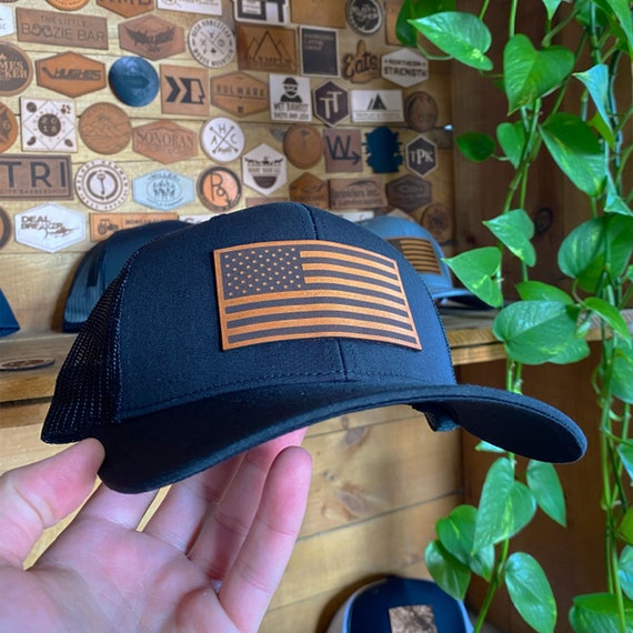 American Flag Patch Hat Custom Leather Patch Hat Leather - Etsy