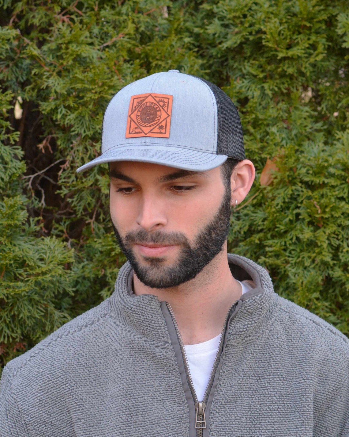 Zoni Wear Leather Patch Hat, Leather Patch Trucker Hat - Etsy