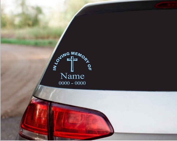In Loving Memory Cross Personalized Vinyl Decal Sticker Faith ...