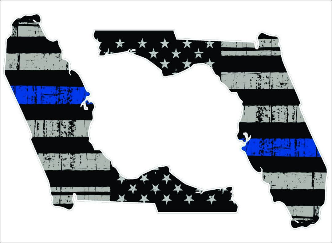 Thin Blue Line Florida / 2 PACK / Tattered American Flag Vinyl Vehicle ...