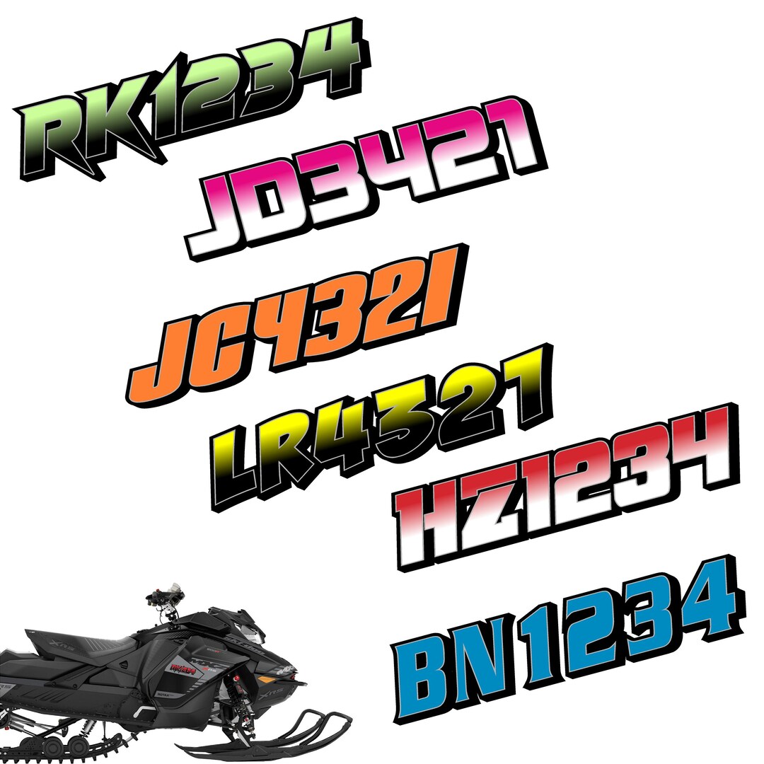 Snowmobile Registration Numbers / PAIR / Personalized Custom State ...